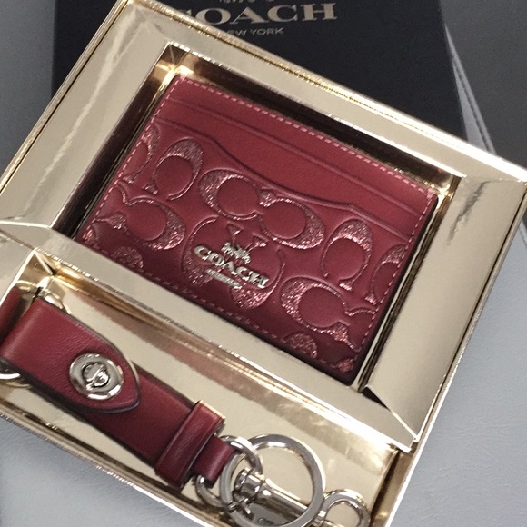 Coach | Accessories | Coach Boxed Card Case And Valet Key Fob Key Chain ...